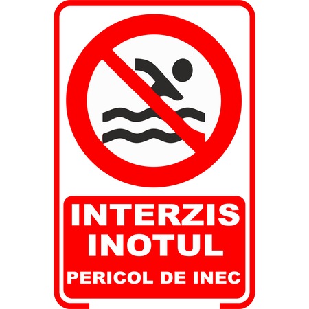 Semn Indicator, Interzis Inotul, Placa Aluminiu, 10x15 cm - eMAG.ro