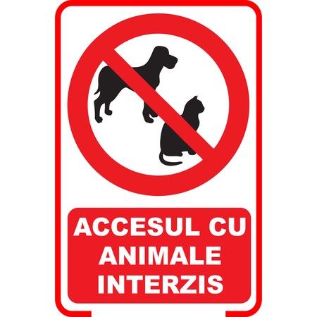 Semn Indicator, Accesul cu Animale Interzis, Placa Aluminiu, 10x15 cm ...