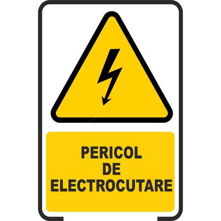 Semn Indicator, Pericol de Electrocutare, Placa compacta PVC, 15x20 cm ...