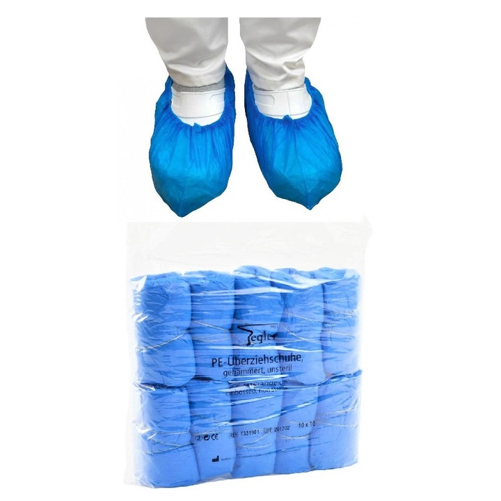 Set 100 Acoperitori pantofi chirurgicali Teqler, CPE, nesterile, de ...