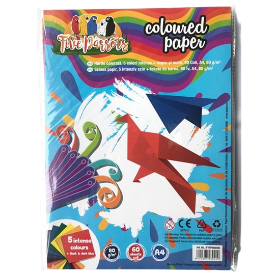 Set Hartie colorata A4, 80 g/mp, 5 culori, 60 coli - eMAG.ro