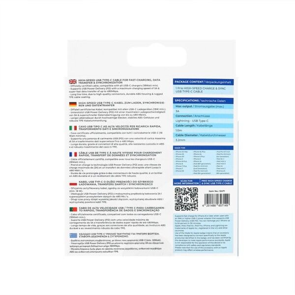 Cablu high-speed 18w USB-C to Lightning compatibil cu iPhone, iPad ...