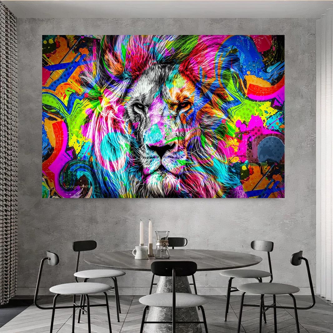 Tablou Canvas, Angry Lion, 80x120cm - eMAG.ro