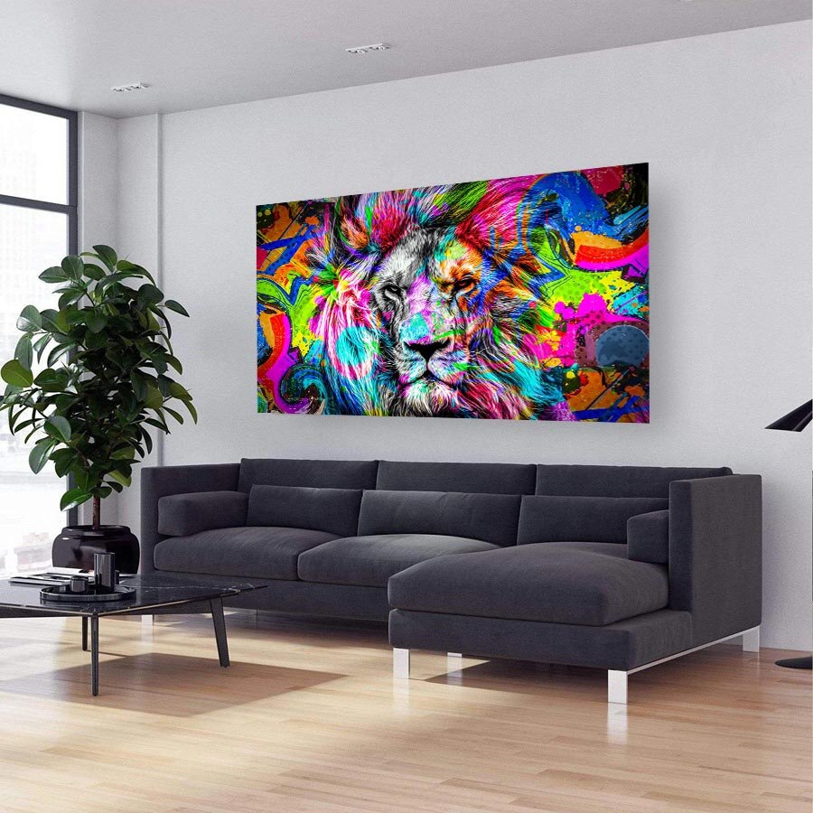 Tablou Canvas, Angry Lion, 80x120cm - eMAG.ro