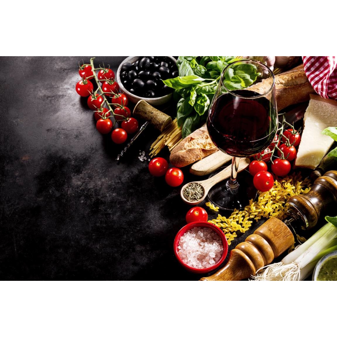 Sticker perete - Pahar De Vin Cu Paine Si Legume, 80x125 cm - eMAG.ro