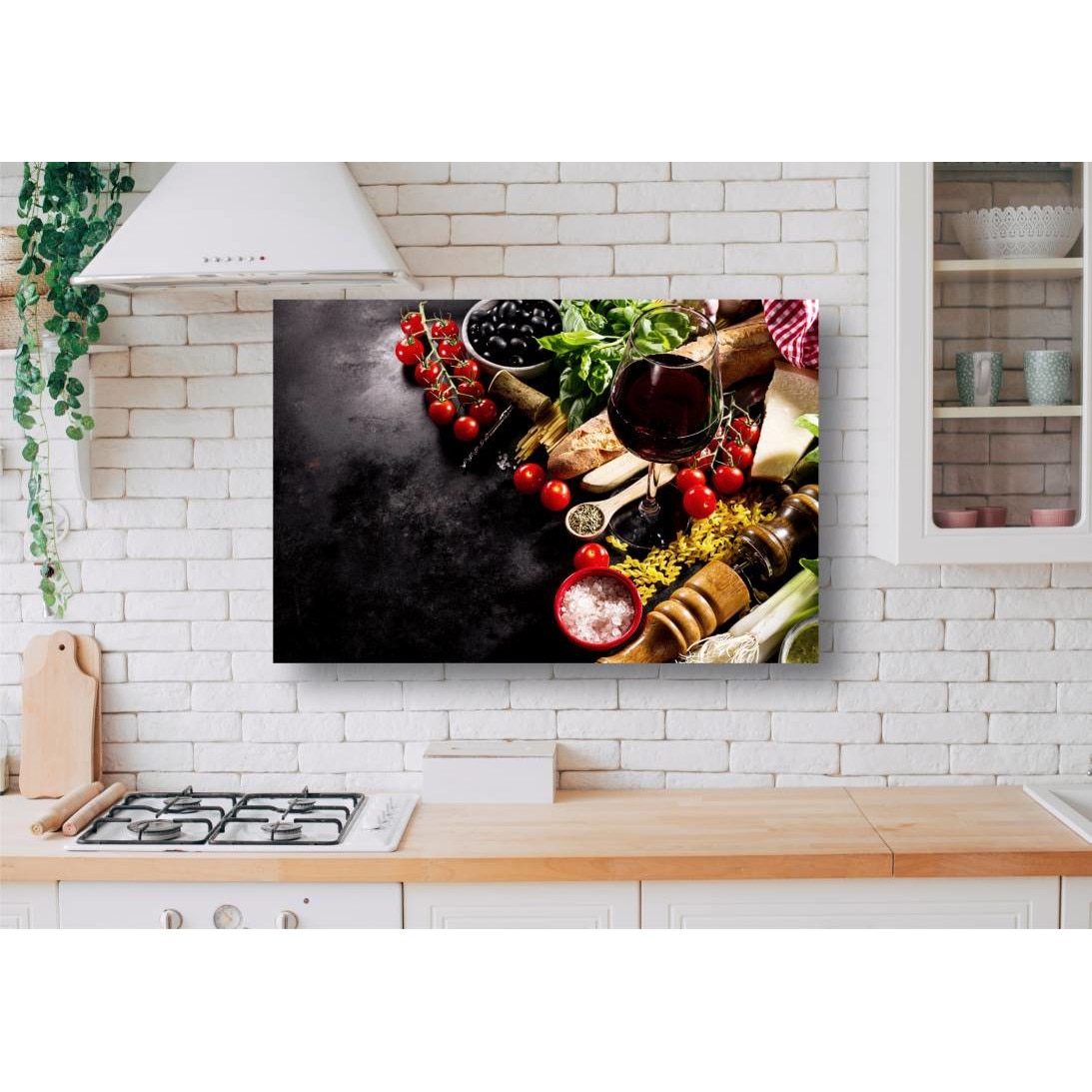 Sticker perete - Pahar De Vin Cu Paine Si Legume, 120x80 cm - eMAG.ro