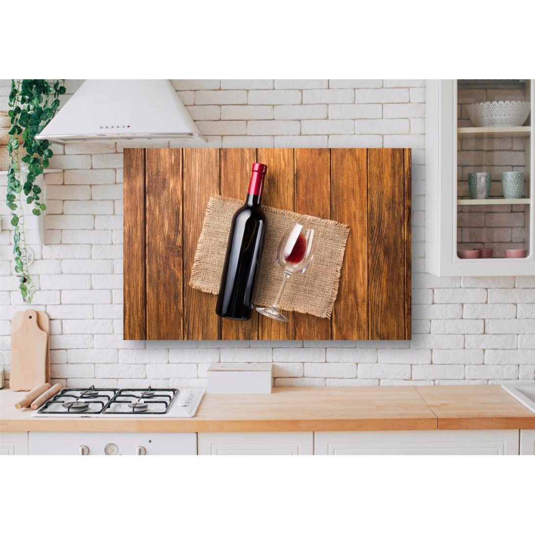 Sticker perete - Prezentare Sticla De Vin Si Pahar, 100x70 cm - eMAG.ro