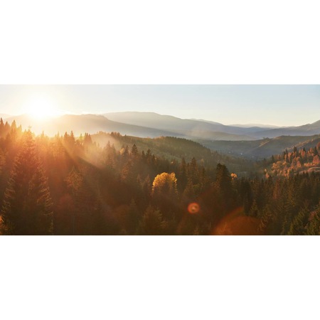 Sticker perete - Ceata Peste Munte La Rasaritul Soarelui, 70x120 cm ...