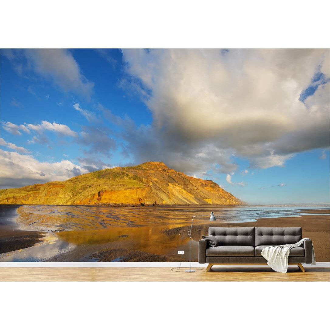 Sticker perete - Plaja Si Muntele La Apusul Soarelui, 120x80 cm - eMAG.ro