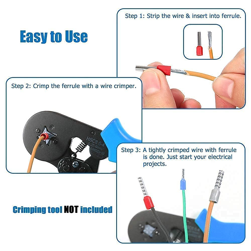 Set 1200 pini terminali Onuvio®, ferule pentru sertizare, pini de capat ...