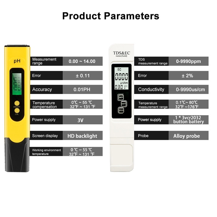 Set testere de calitate a apei 4 in 1, NUODWELL, LCD, PH+TDS, Precizie ...