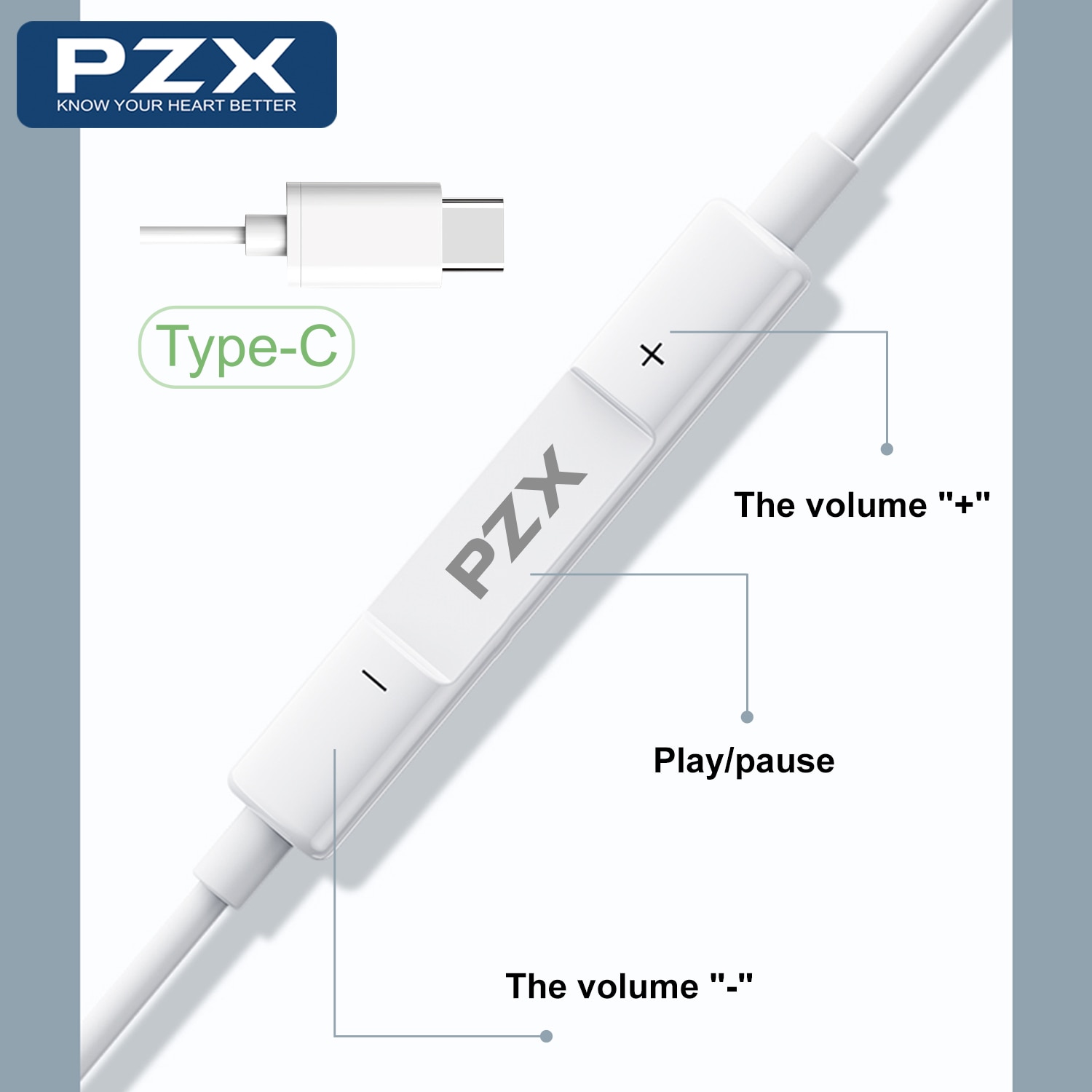 Casti cu microfon PZX, 1573, Tip C, Alb - eMAG.ro