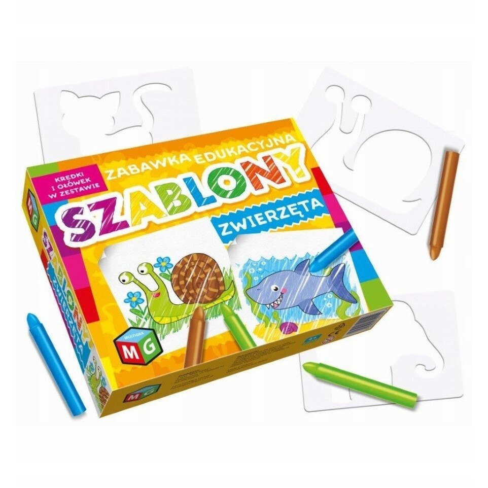Sabloane animale, 8 sabloane, Creioane colorate - eMAG.ro