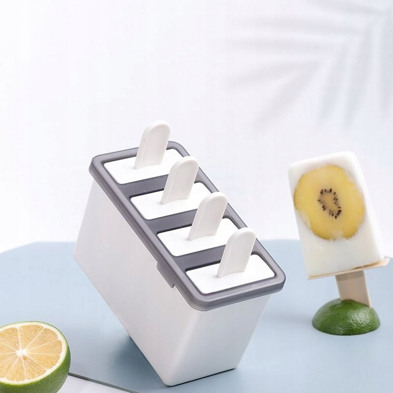 Forma pentru inghetata, 4 Compartimente, Plastic, Alb, Gri - eMAG.ro