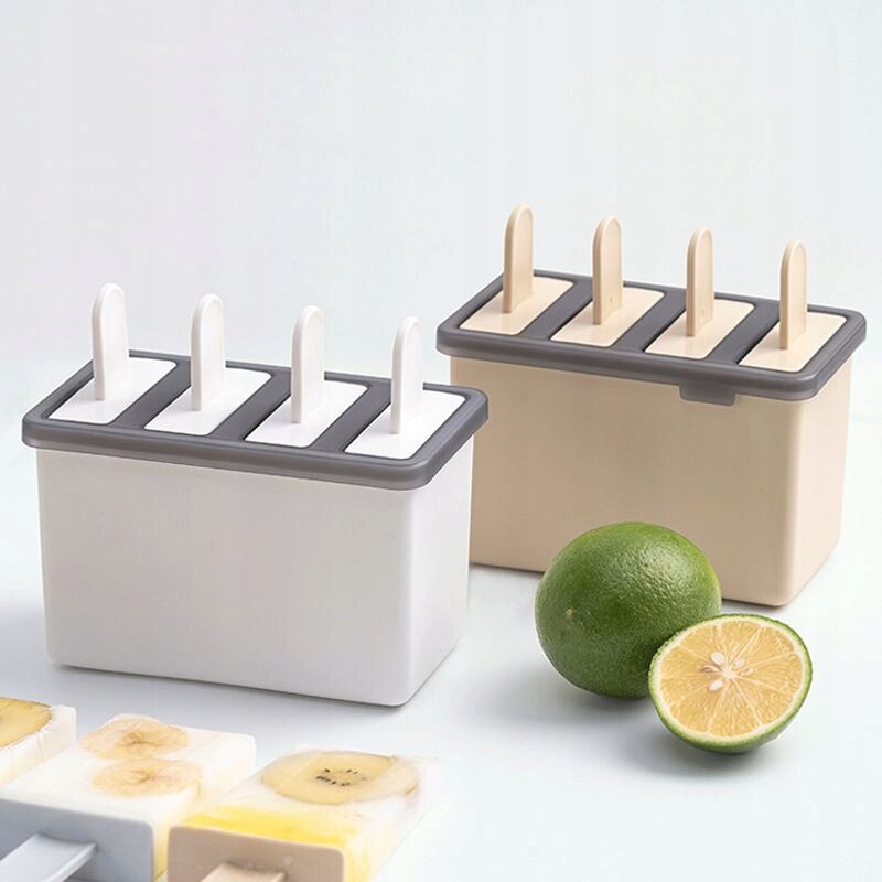 Forma pentru inghetata, 4 Compartimente, Plastic, Alb, Gri - eMAG.ro