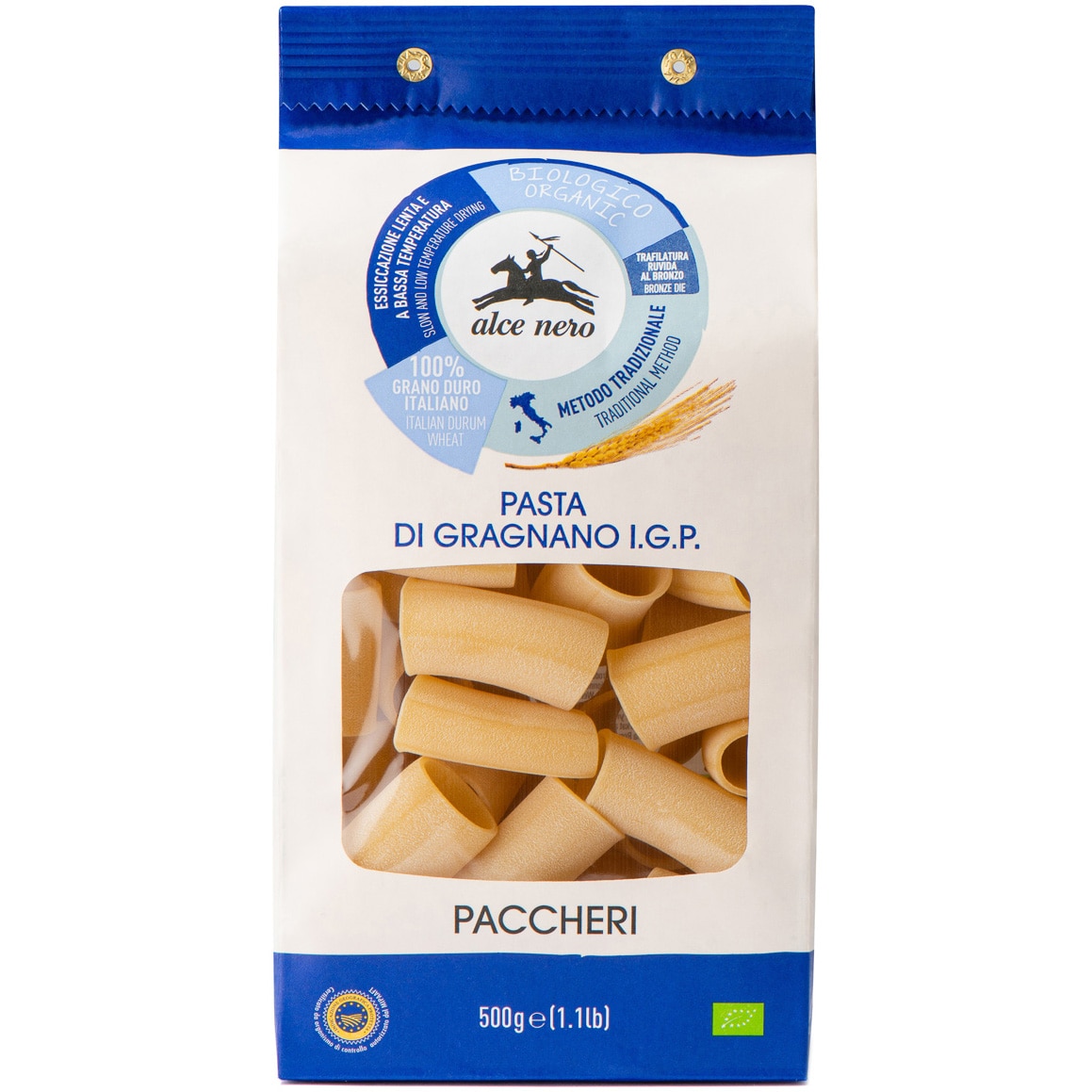 Paccheri Gragnano P.G.I. Alce Nero Bio din grau dur, 500g - eMAG.ro