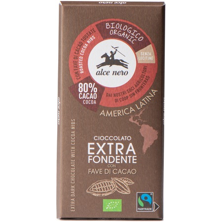 Ciocolata neagra organica cu boabe de cacao macinate Fairtrade Alce ...