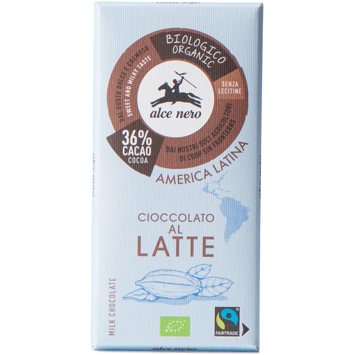 Tableta organica de ciocolata cu lapte Fairtrade Alce Nero, 100g - eMAG.ro