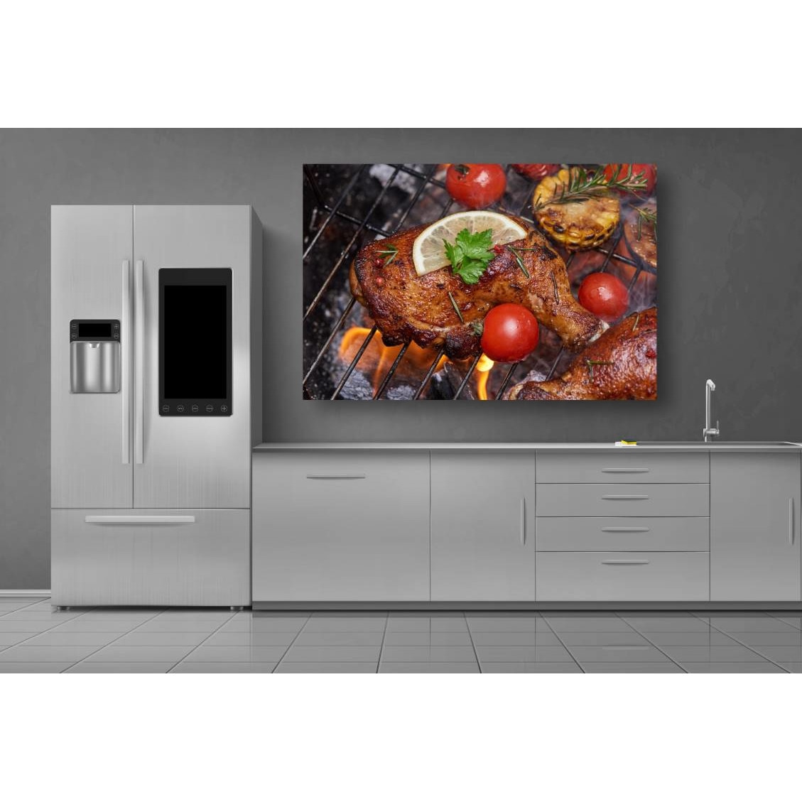 Sticker perete - Copan De Pui Pe Gratar Cu Legume, 130x90 cm - eMAG.ro