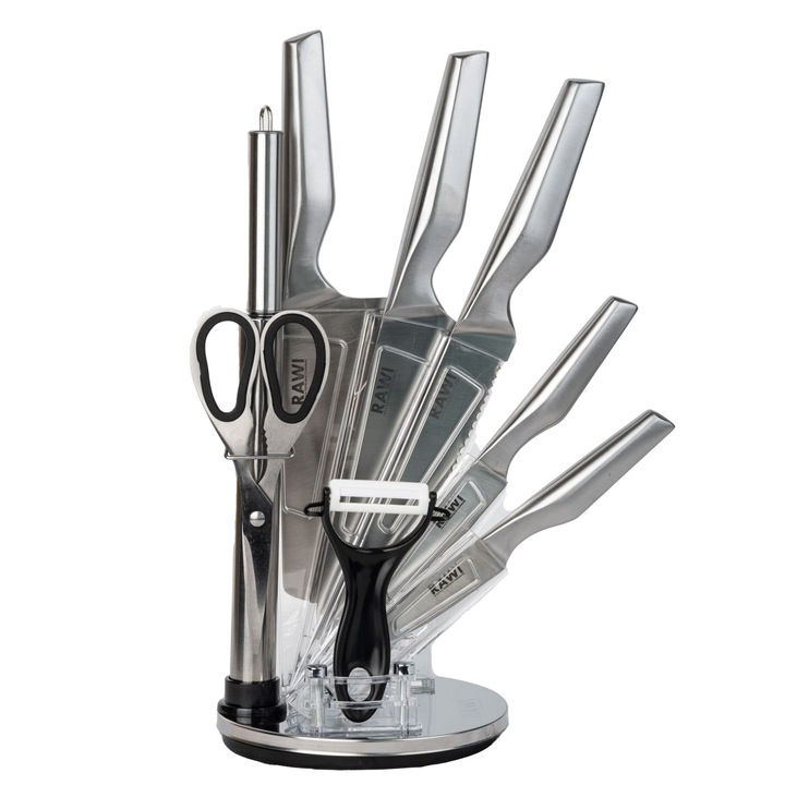 Set cutite profesionale Rawi High-Quality din inox turnat, 9 piese ...