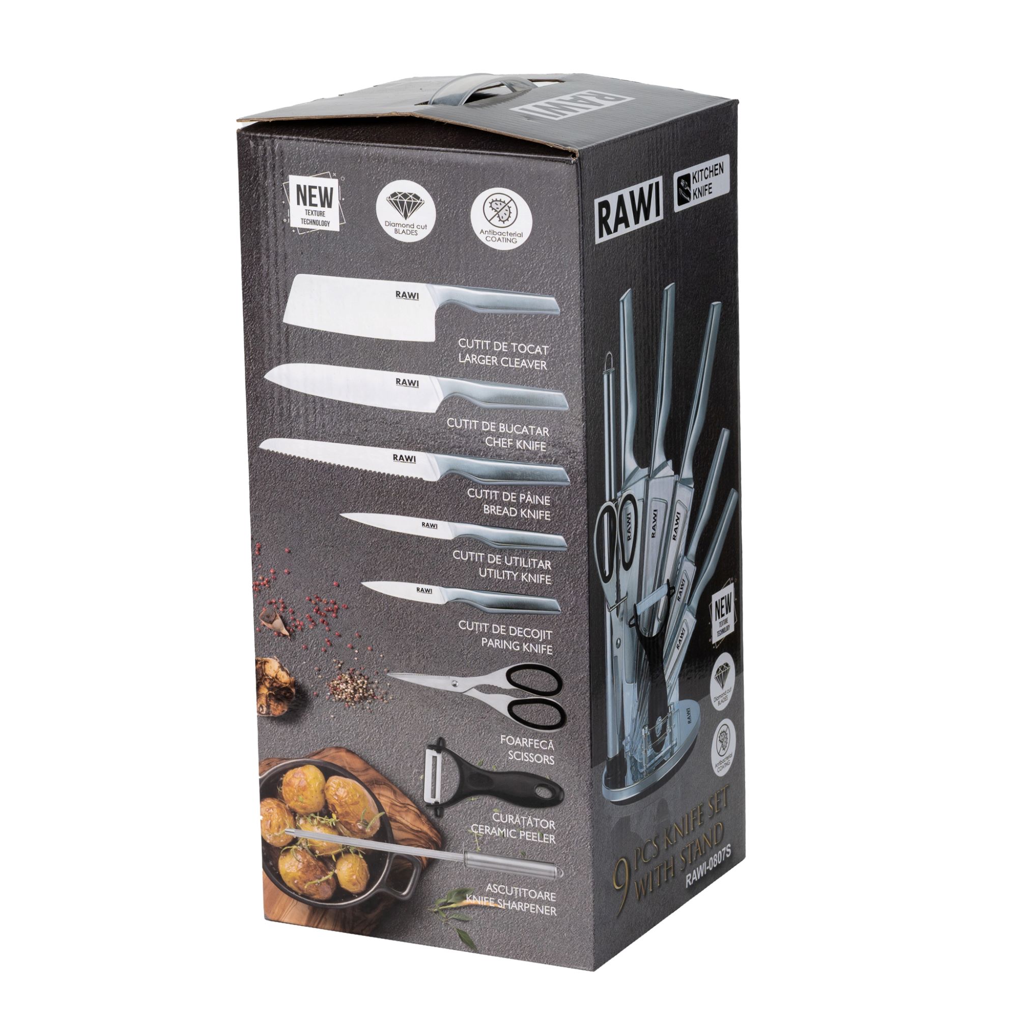 Set cutite profesionale Rawi High-Quality din inox turnat, 9 piese ...
