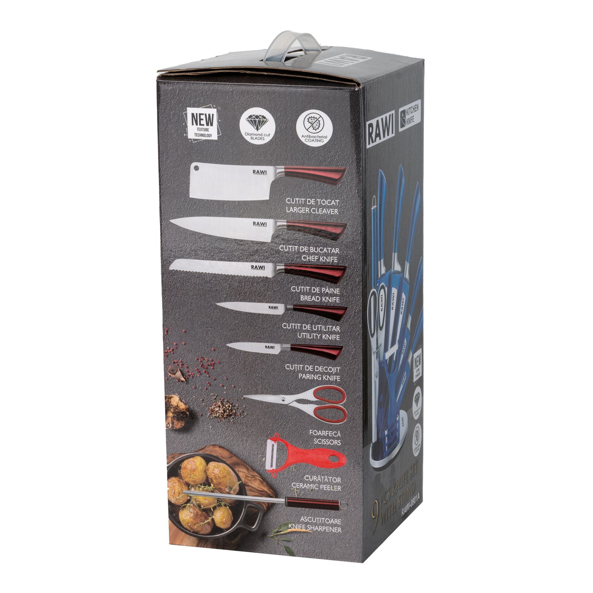 Set cutite profesionale Rawi High-Quality din inox turnat, 9 piese ...