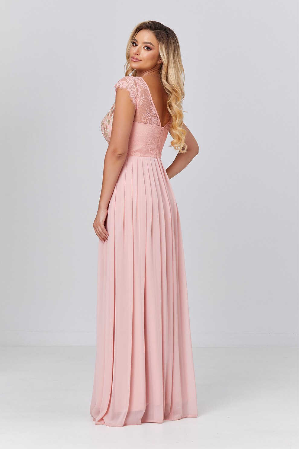 BAROCCA, Rochie maxi cu broderie florala in partea superioara, Roz ...