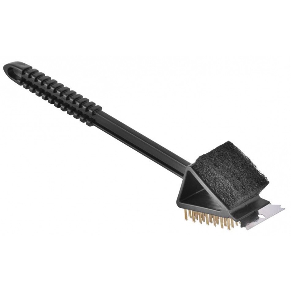 Perie pentru curatat gratar/grill cu racleta si burete abraziv, maner ...
