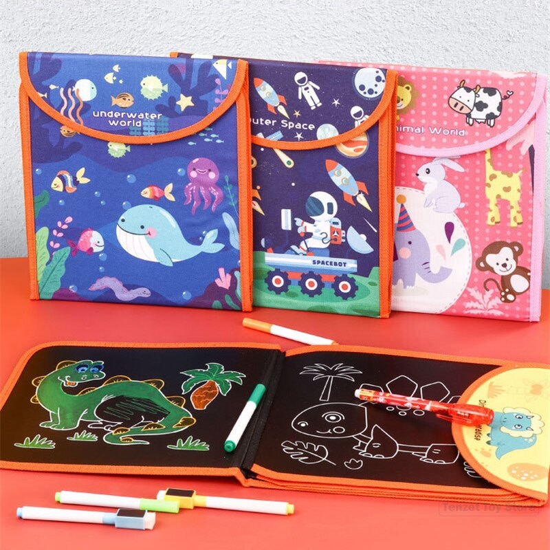 Carte Colorat Reutilizabila Magic Draw Chalk Book - Animale - eMAG.ro