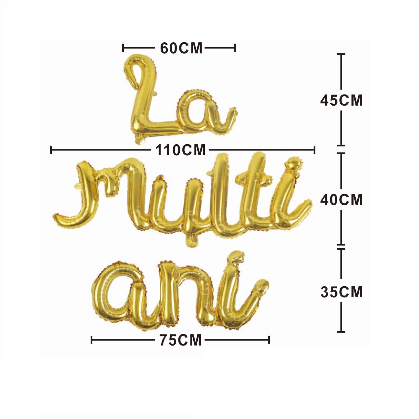 Set 3 Baloane din folie metalizata, "La Multi ani", scris de mana ...