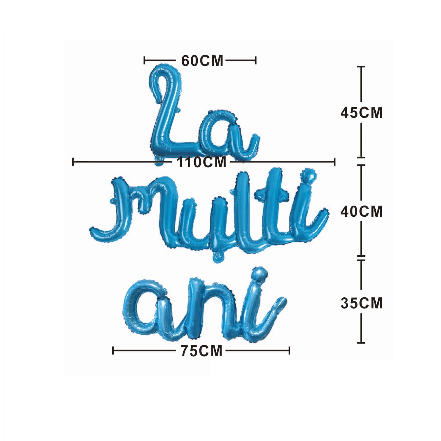 Set 3 Baloane din folie metalizata, "La Multi ani", scris de mana ...