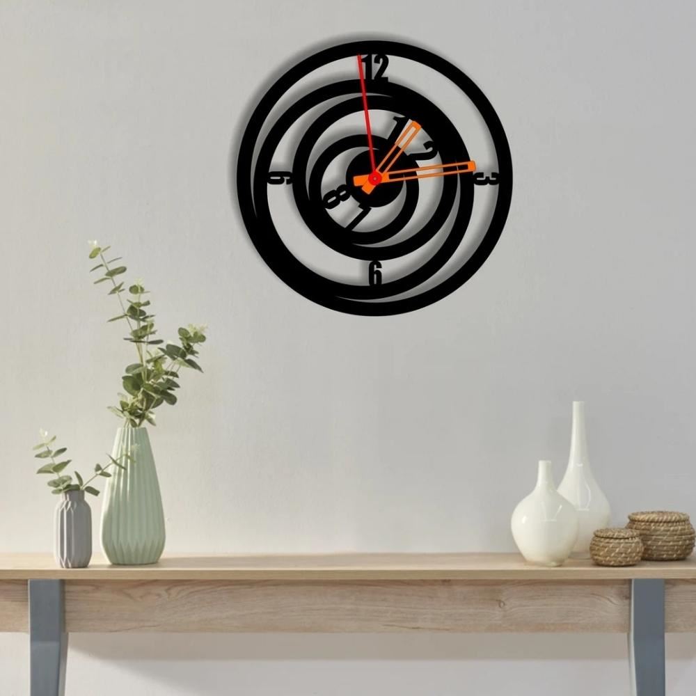 Ceas de perete metalic Krodesign Whirpool, diametru 50 cm, negru - eMAG.ro
