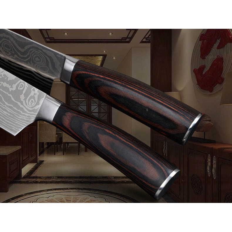 Готварски нож, Hocho, Японска стомана HRC 60, Лазерно каляване, Дръжка ...