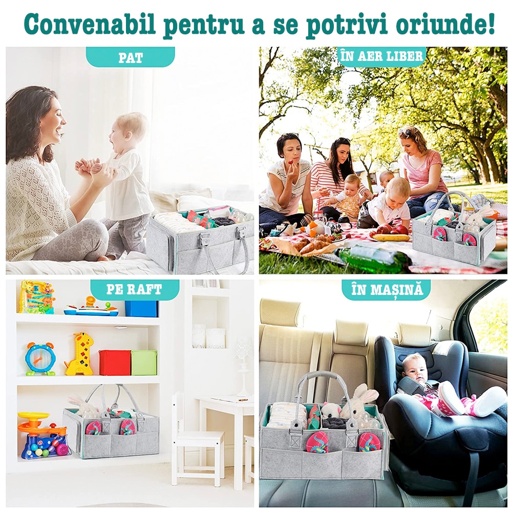 Geanta organizator scutece si accesorii copii/bebelusi, Quasar & Co ...