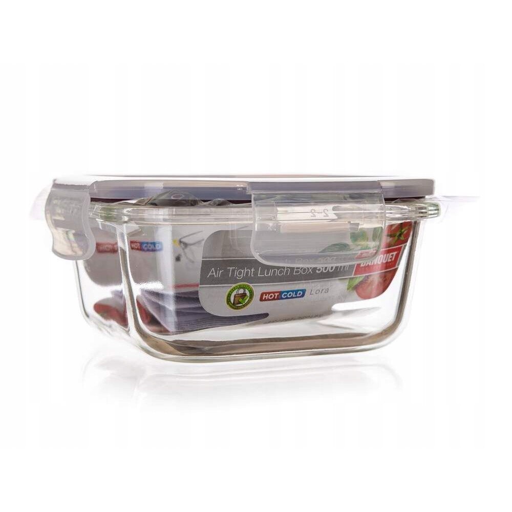 Recipient alimentar, Banquet, Lora, Sticla/Plastic, 500 ml, Transparent ...