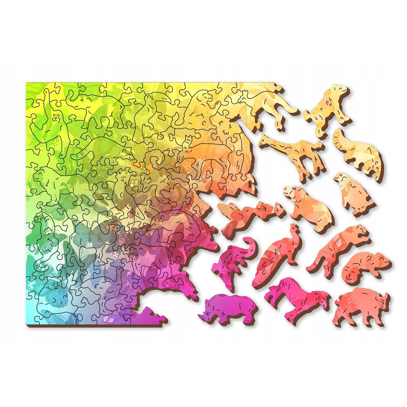 Puzzle cu figurine Wooden.city, Fluturi, 150 Piese, Lemn, Multicolor, 8 ...