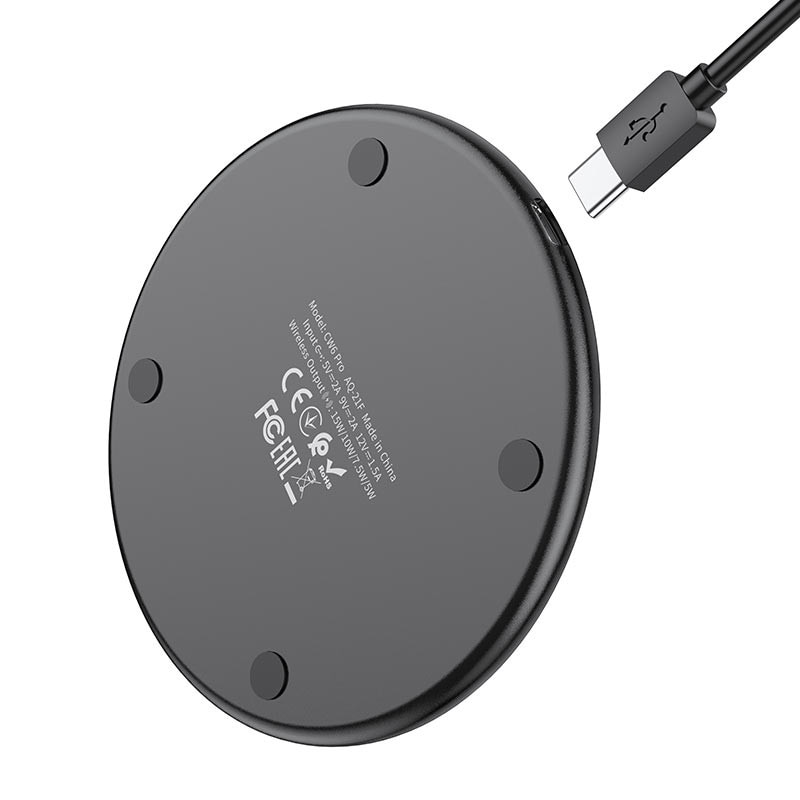 Hoco CW6 Pro Vezeték nélküli töltő, Gyorstöltő pad 15W, Fekete - eMAG.hu