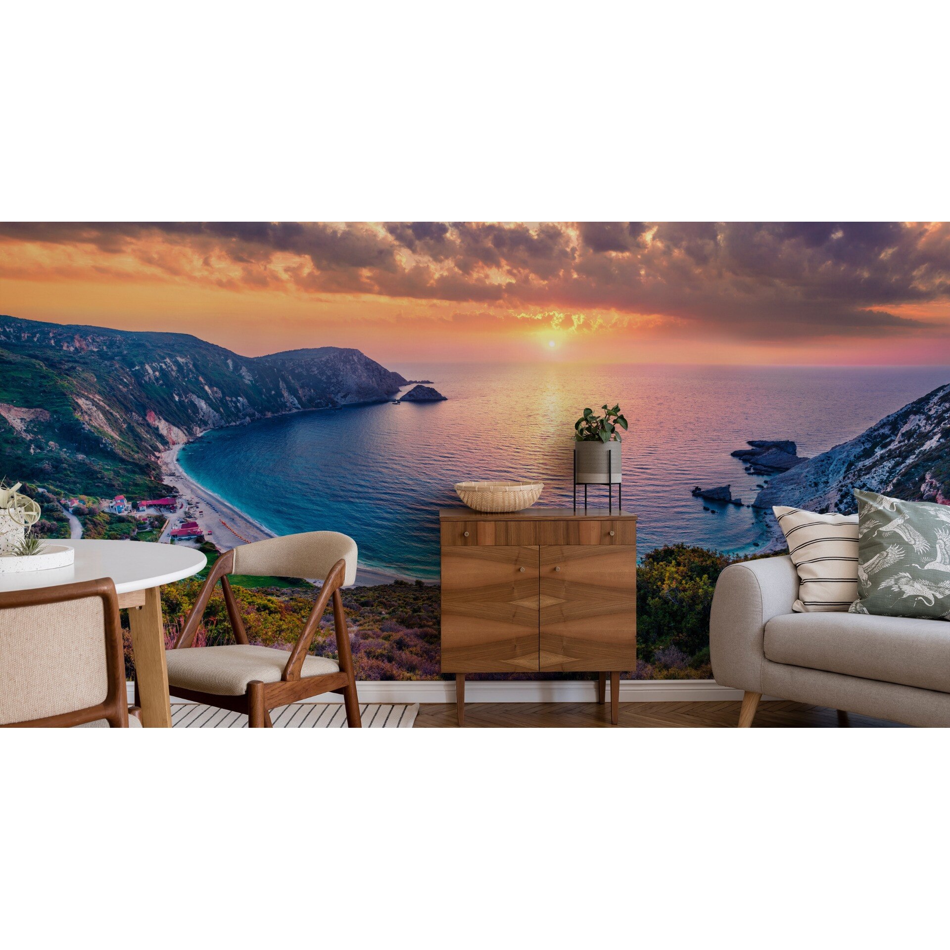 Fototapet Mare Apus Peisaj Efect 3D 90 x 60 cm Vlies, Decor creativ ...