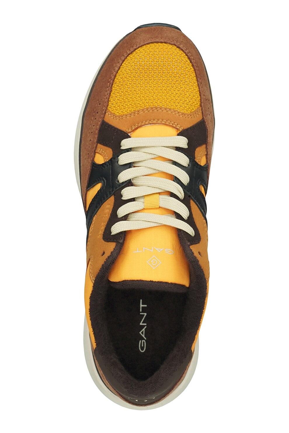 Gant, Pantofi sport cu detalii din piele intoarsa, Maro deschis, Galben ...