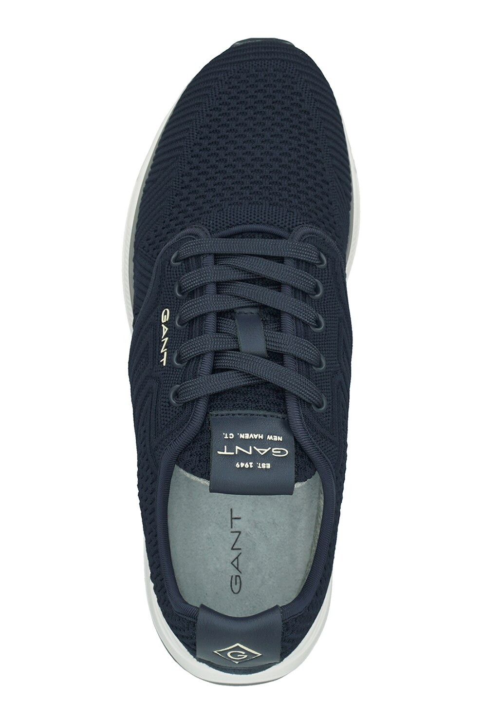 Gant, Pantofi sport din plasa tricotata cu insertii de piele, Bleumarin ...
