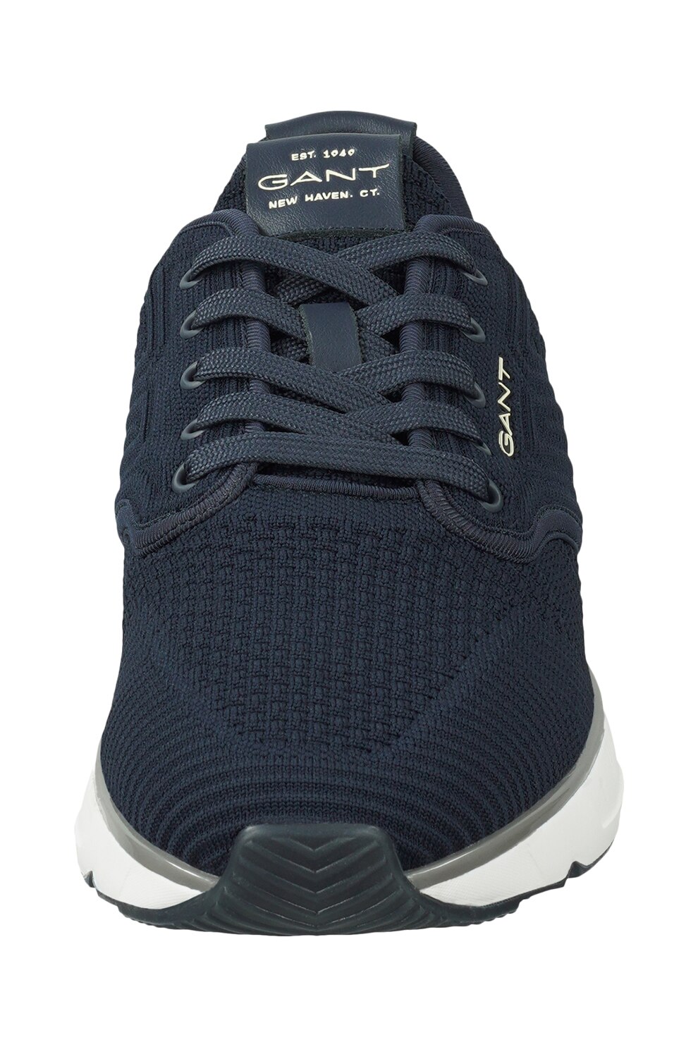Gant, Pantofi sport din plasa tricotata cu insertii de piele, Bleumarin ...