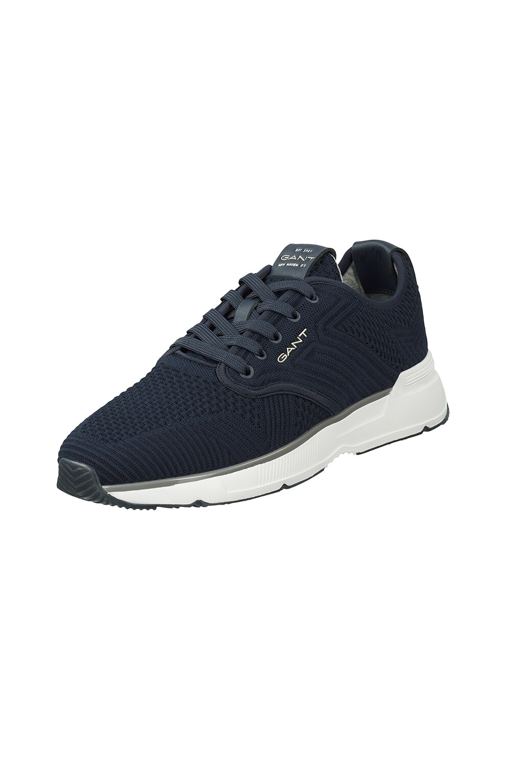 Gant, Pantofi sport din plasa tricotata cu insertii de piele, Bleumarin ...