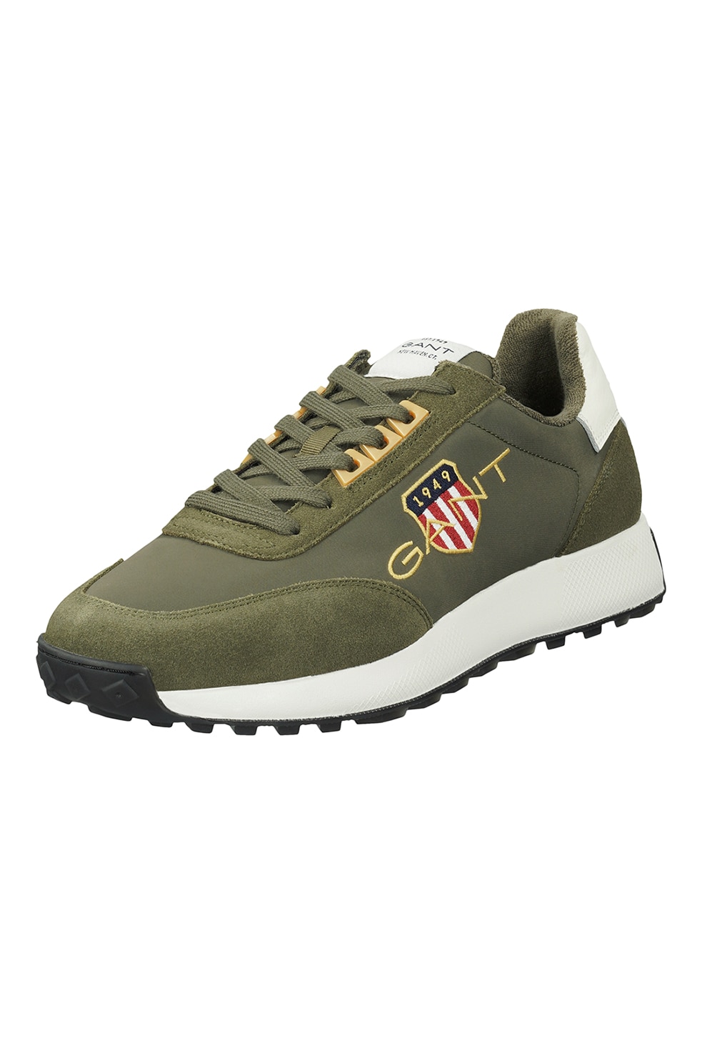 Gant, Pantofi sport low-top cu logo brodat in partile laterale, Kaki ...