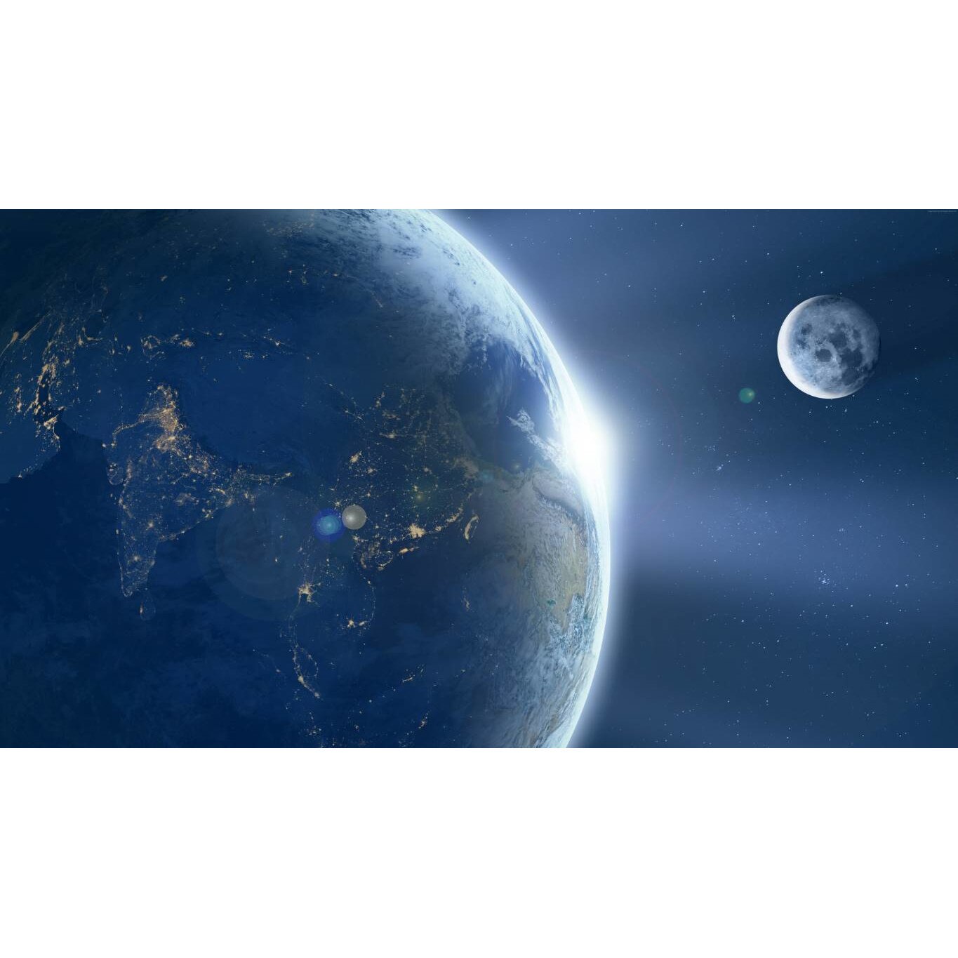 Sticker perete - Pamantul Si Luna Abstract, 130x90 cm - eMAG.ro