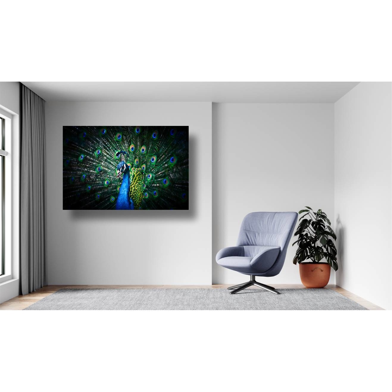 Sticker perete - Paun Colorat, 100x70 cm - eMAG.ro