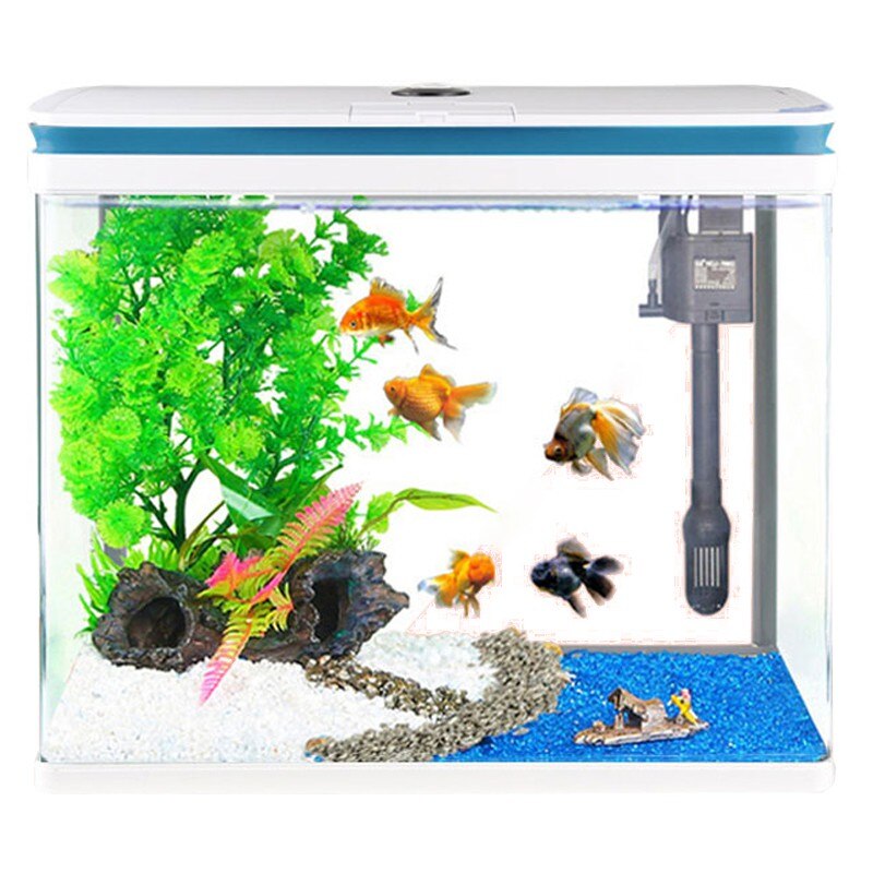 Set acvariu complet, SunSun, 72L, Iluminare LED, 60 x 30 x 54 cm, Alb ...