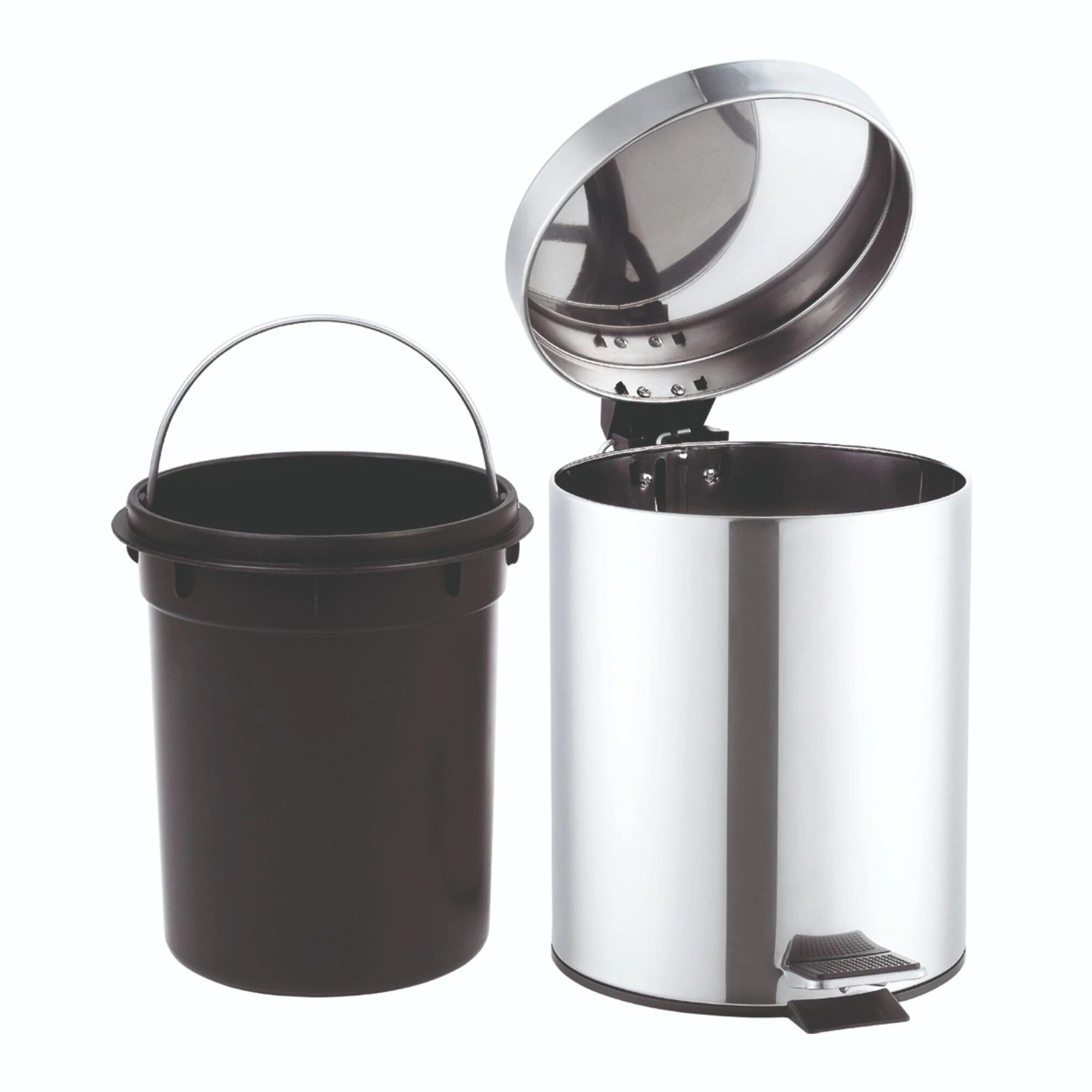 Cos de gunoi Urban, pentru baie, 3 L, cu pedala, forma rotunda, inox ...