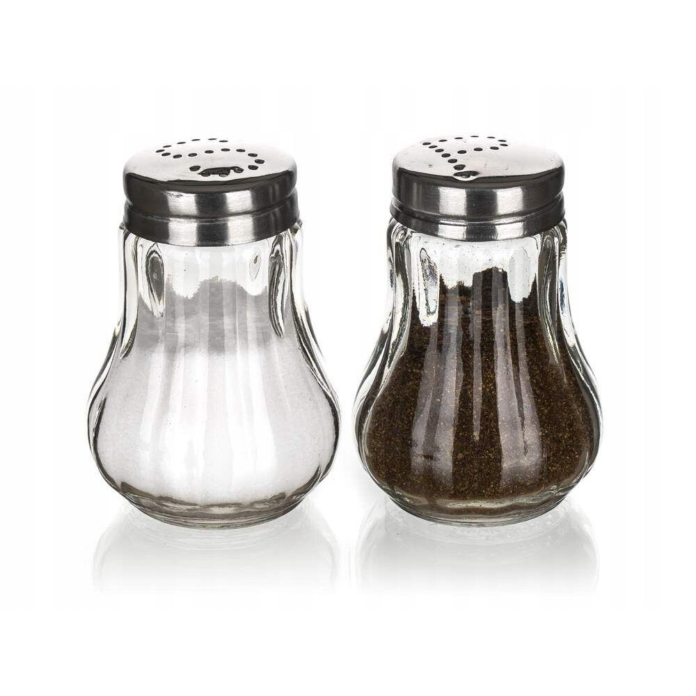 Set 2 recipiente condimente, Otel inoxidabil/Sticla, Argintiu - eMAG.ro