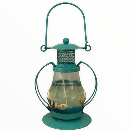 Lumanare decorativa cu gel transparent in felinar, model bleu, 16 cm ...