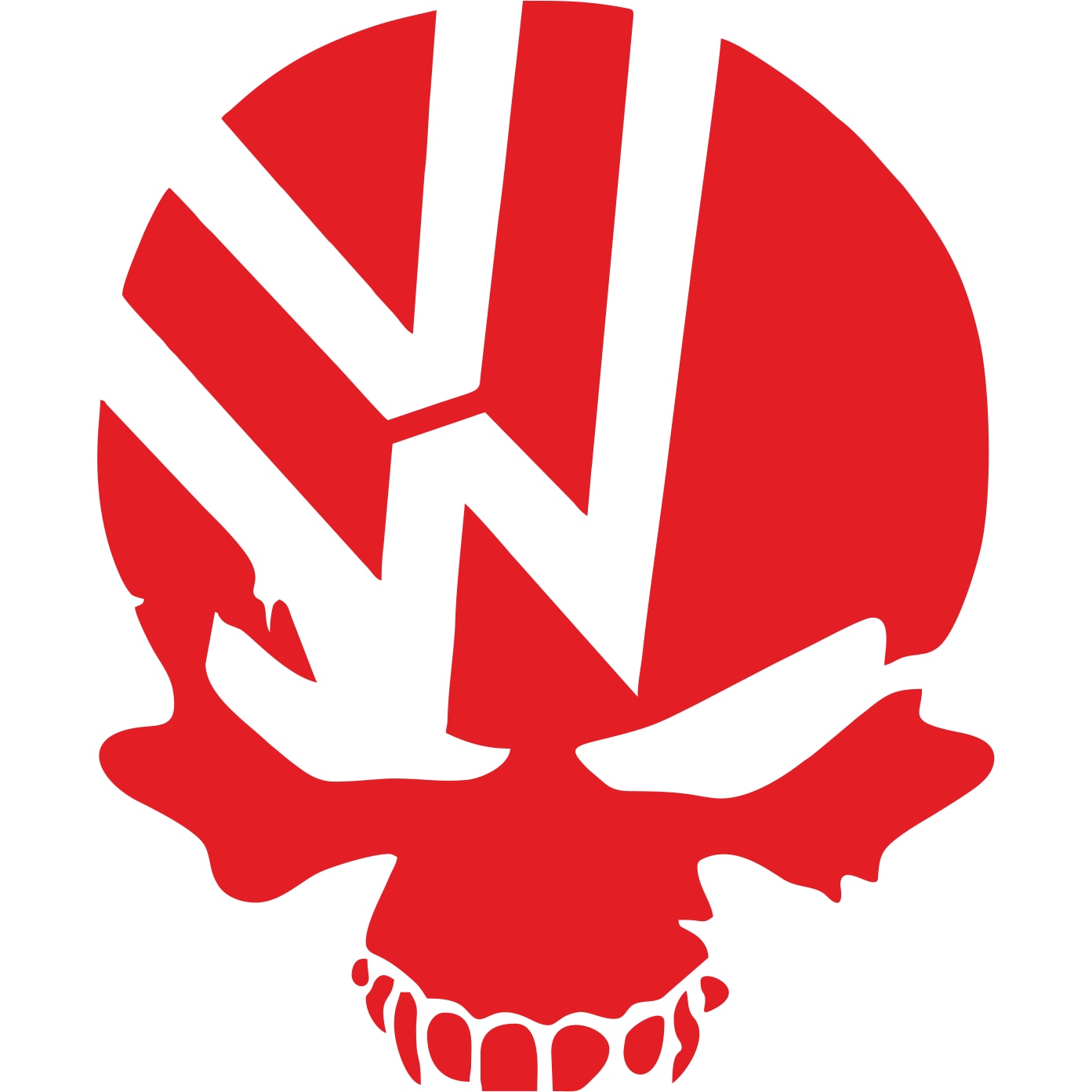Sticker auto WV Skull, Rosu, 30 cm - eMAG.ro